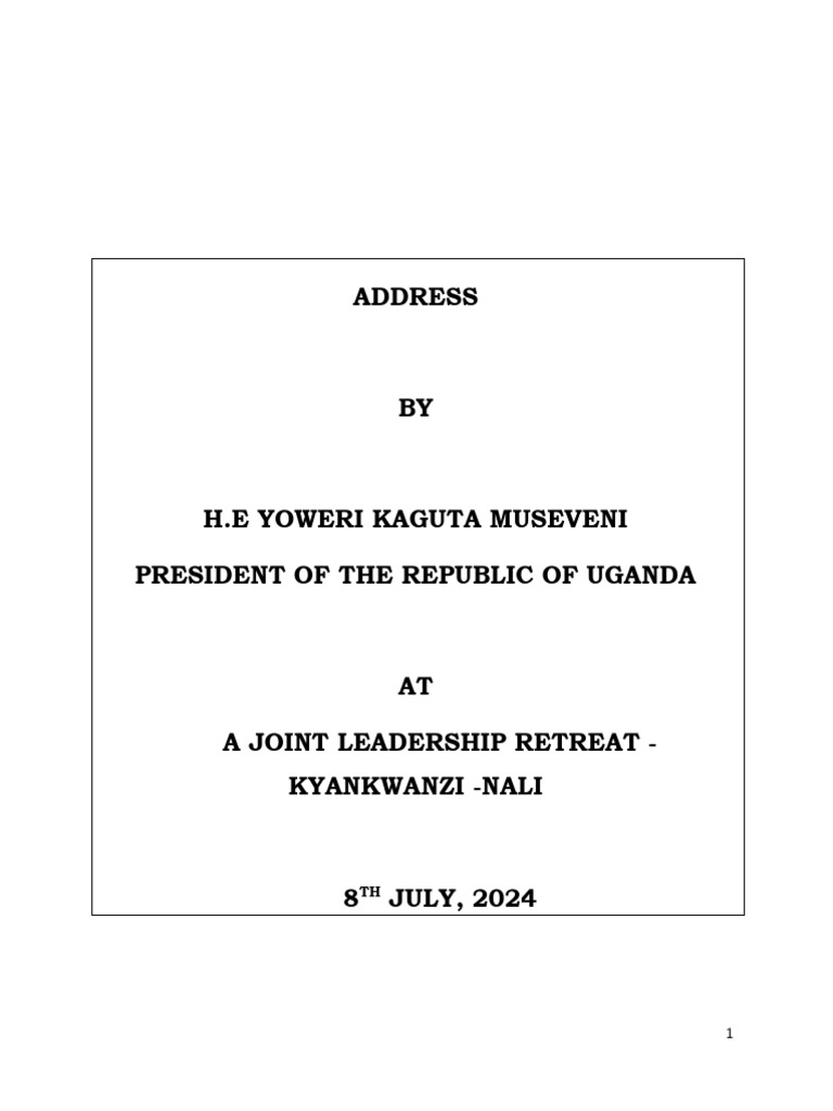 President Museveni's speech at 2024 Kyankwanzi retreat | PDF