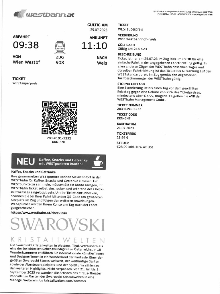 Westbahn_Ticket | PDF