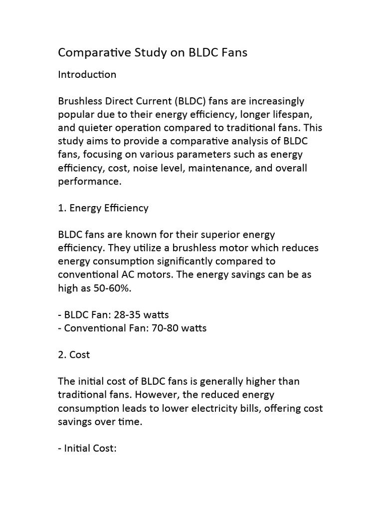 BLDC vs Normal Fans: A Comparative Study | PDF | Efficient Energy Use ...