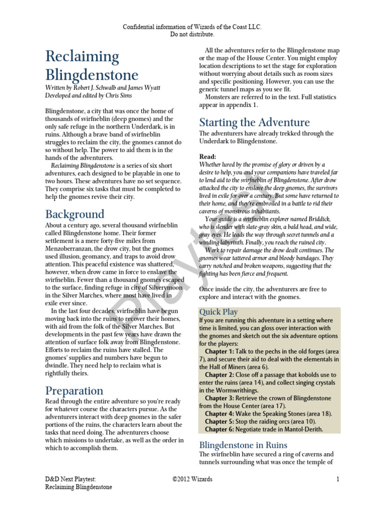 Adventure - Reclaiming Blingdenstone | PDF | Forgotten Realms