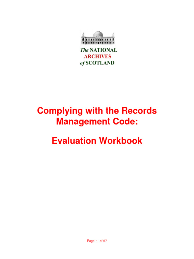 Complying With Records Management Code Evaluation Workbook | PDF | Records Management | Policy