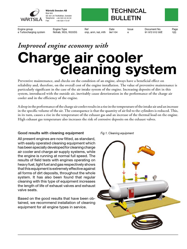 Charge Air Cooler Cleaning System Guide | PDF | Engines | Valve