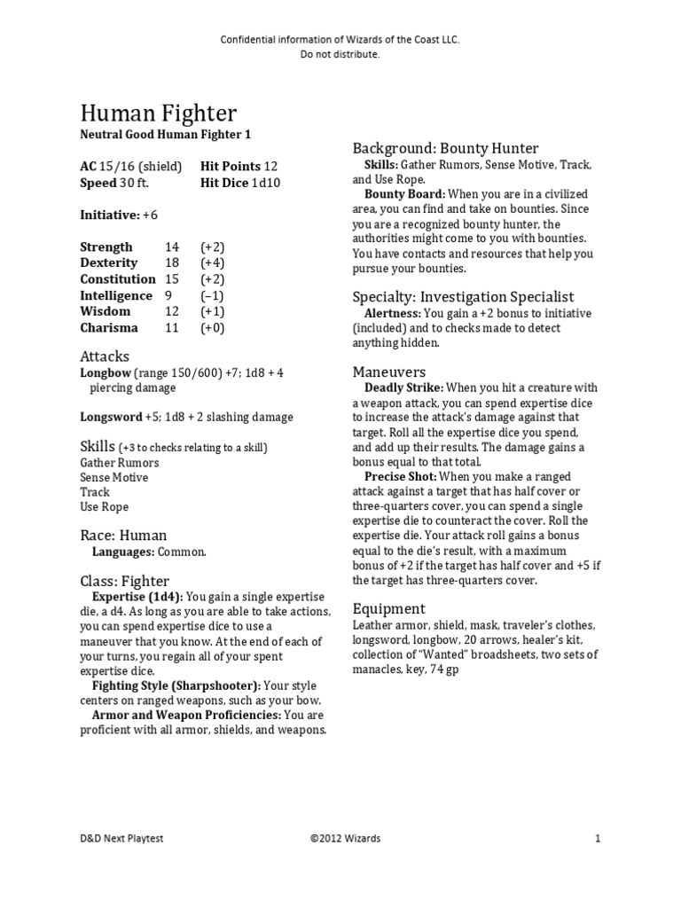Human Fighter Pre-Gen | PDF