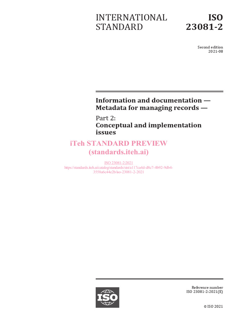 Iso 23081 2 2021 | PDF | Metadata | Interoperability