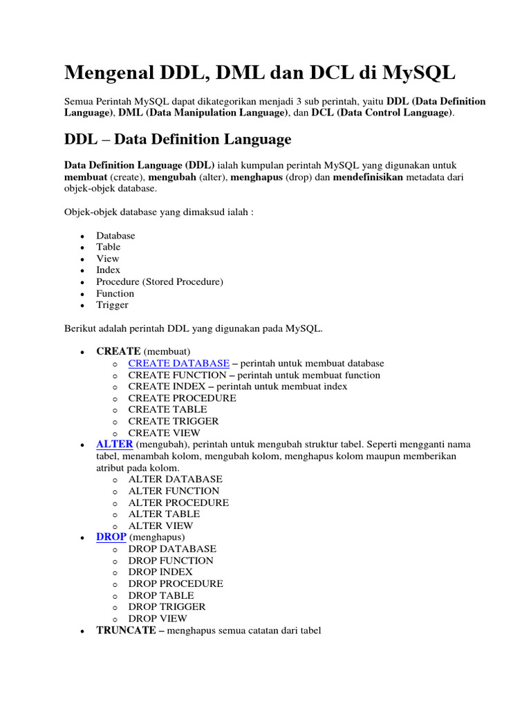 Mengenal DDL DML DCL | PDF