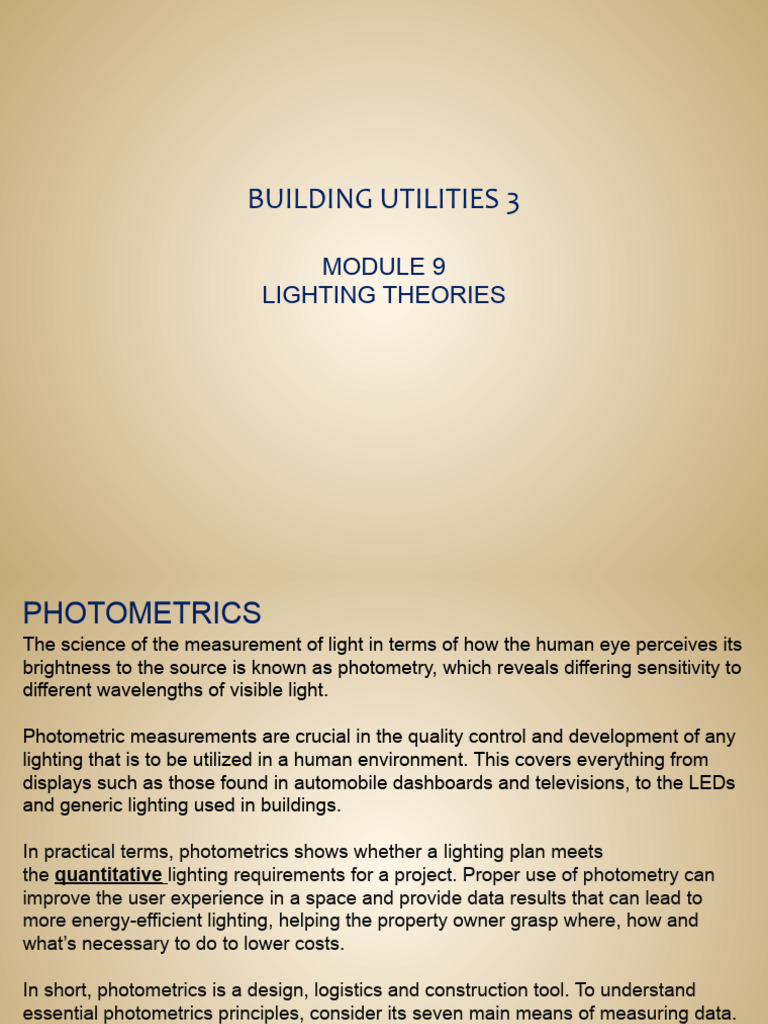 Module 9 - Lighting | PDF | Lighting | Light