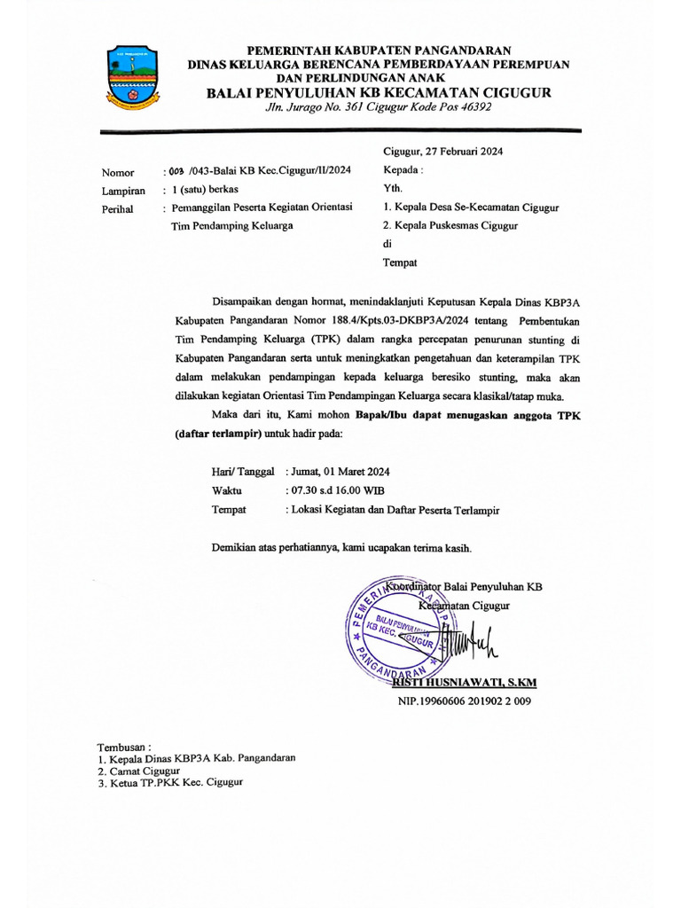 Surat Pemanggilan Peserta | PDF