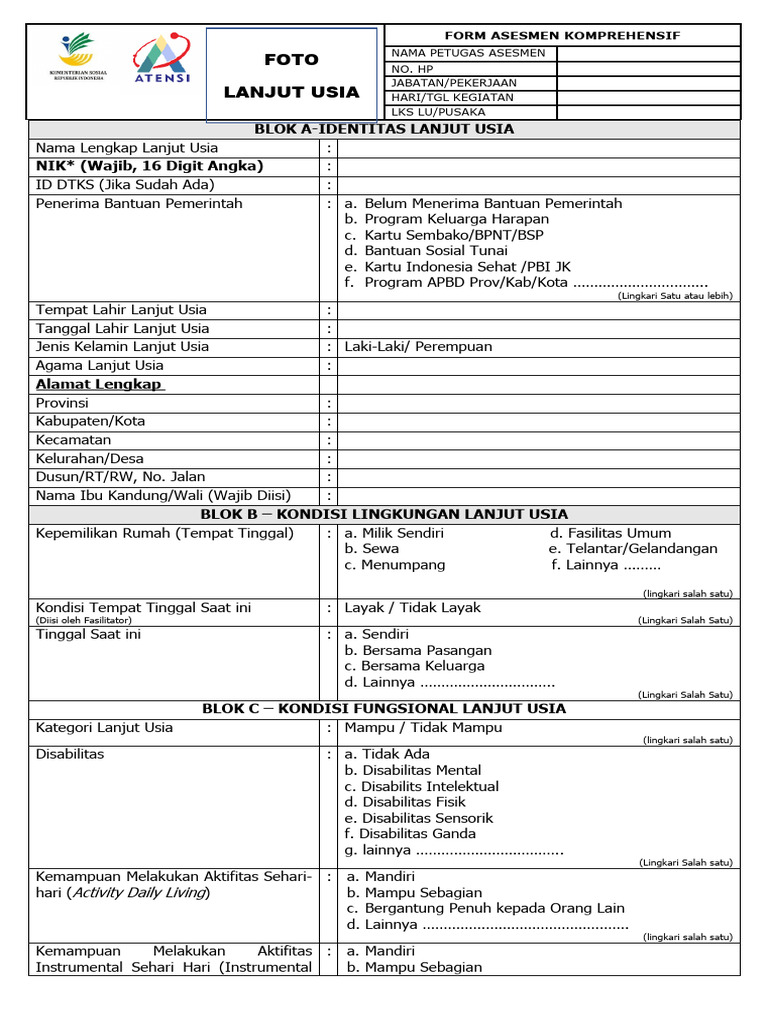 02 - Form Asesmen Lanjut Usia | PDF