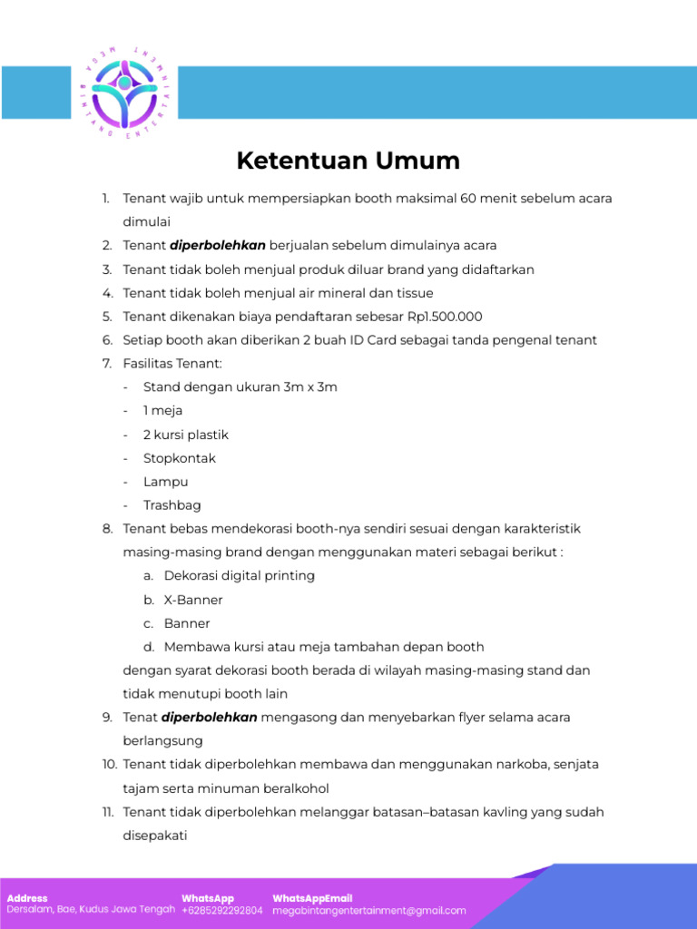 Ketentuan Umum Tenant Senoparty 2024 | PDF | Hukum
