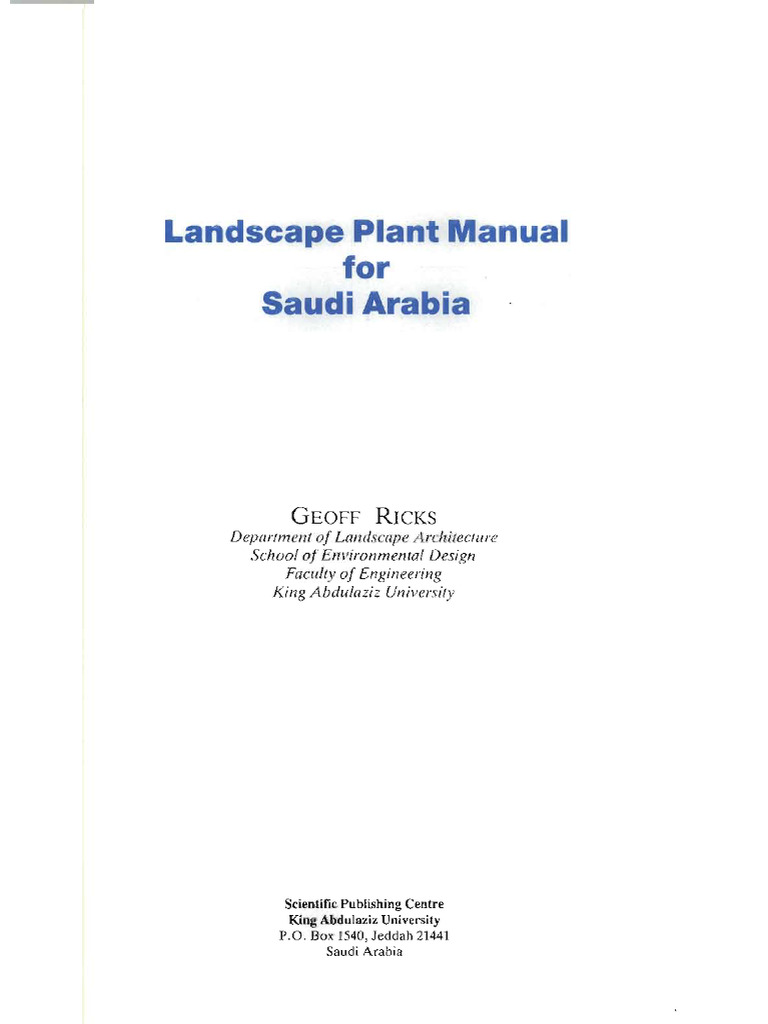 Landscape Plant Manual For Saudi Arabia | PDF