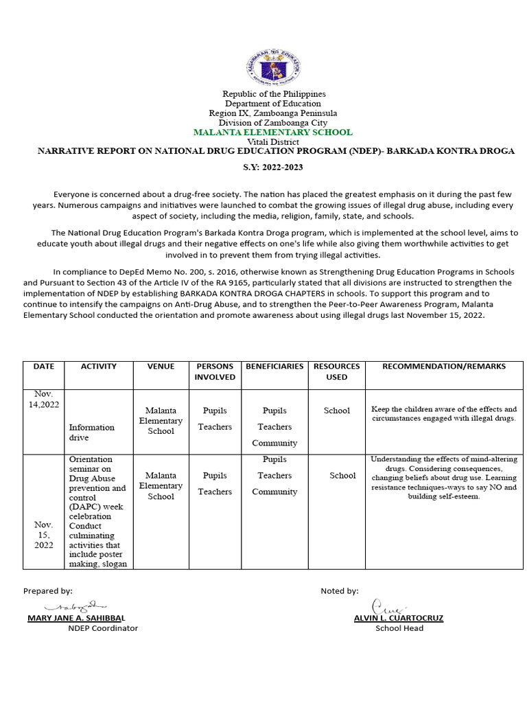 Ndep-Bkd Accomplishment Report | PDF