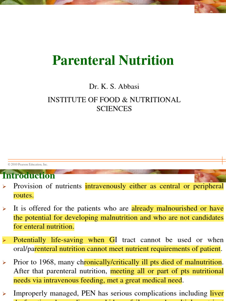 Parenteral Nutrition | PDF | Medical Specialties | Diseases And Disorders