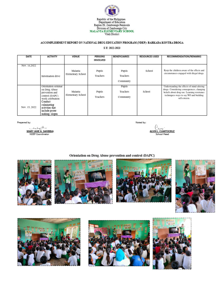 Ndep-Bkd Accomplishment Report | PDF