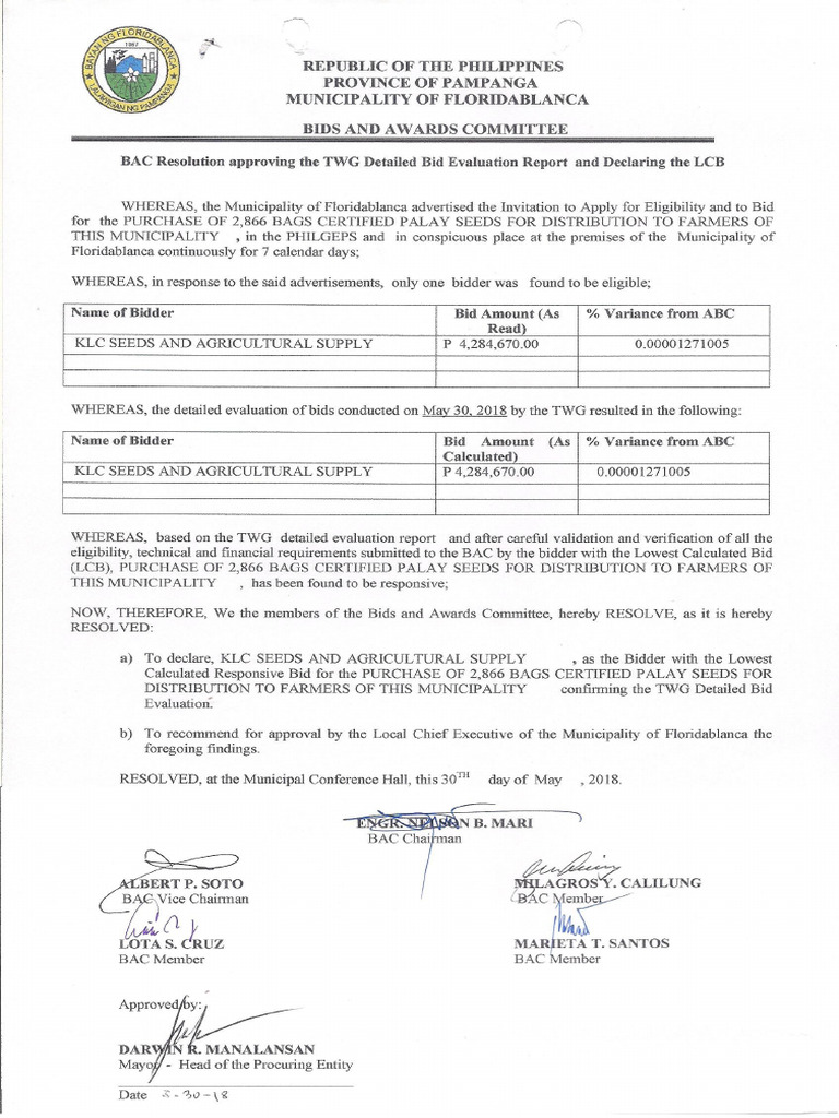 BAC Resolution Sample | PDF