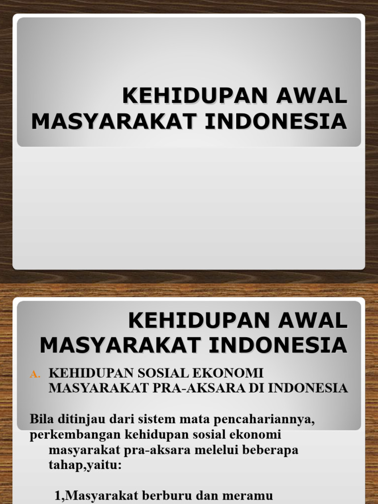 Kehidupan Awal Masyarakat Indonesia | PDF