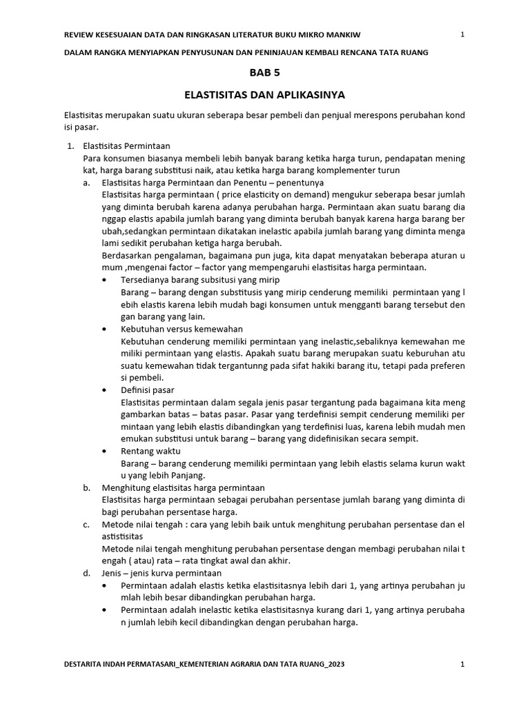 Mikro Mankiw Bab 5 Elastisitas Dan Aplikasinya 170523 | PDF