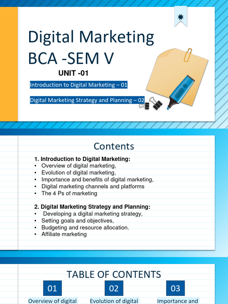 BCA Digital Marketing Notes - Unit 1 | PDF | Digital Marketing | Marketing
