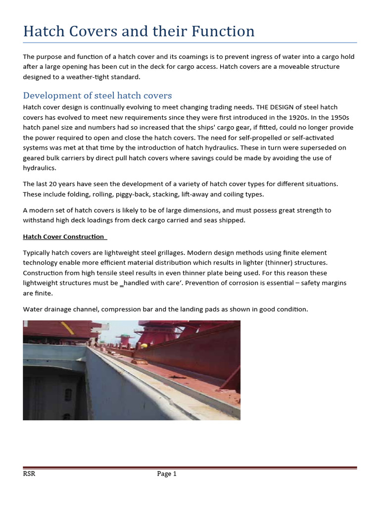 Hatch Covers and Their Maintenance (Ver 2022) | PDF | Leak | Corrosion