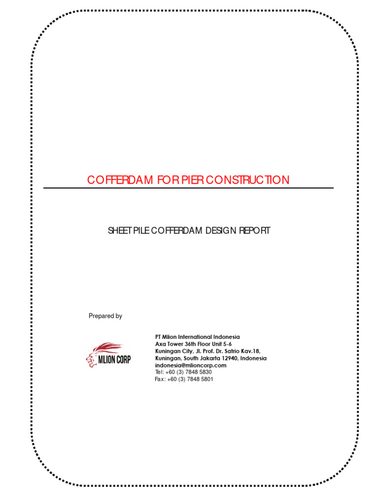 Mlion Cofferdam Design Report | PDF | Deep Foundation | Strength Of Materials