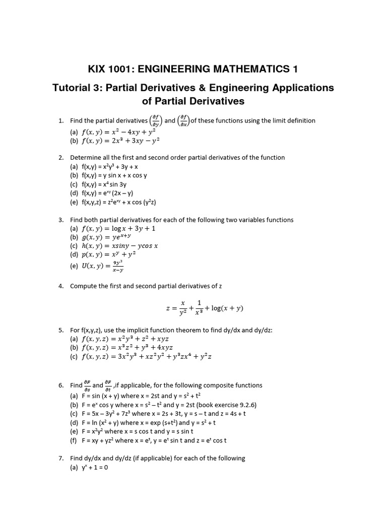 Tutorial 3 Partial Derivatives | PDF | Triangle | Applied Mathematics