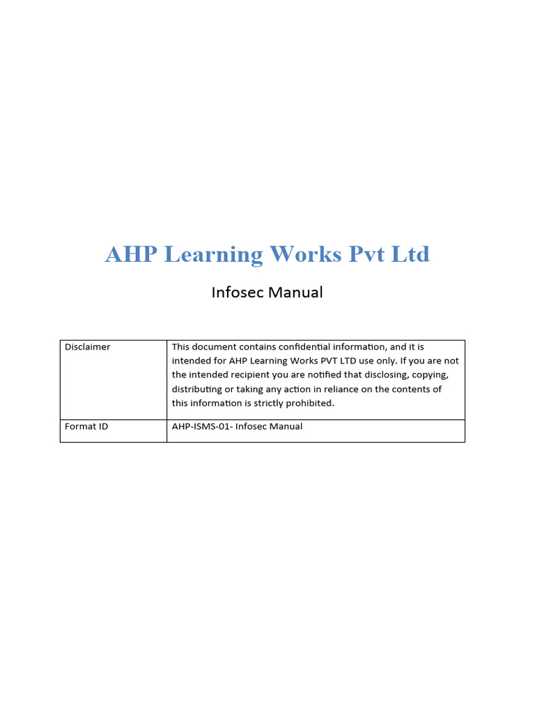 AHP Learning Works Pvt. Ltd_Case Study | PDF | Information Security | Audit