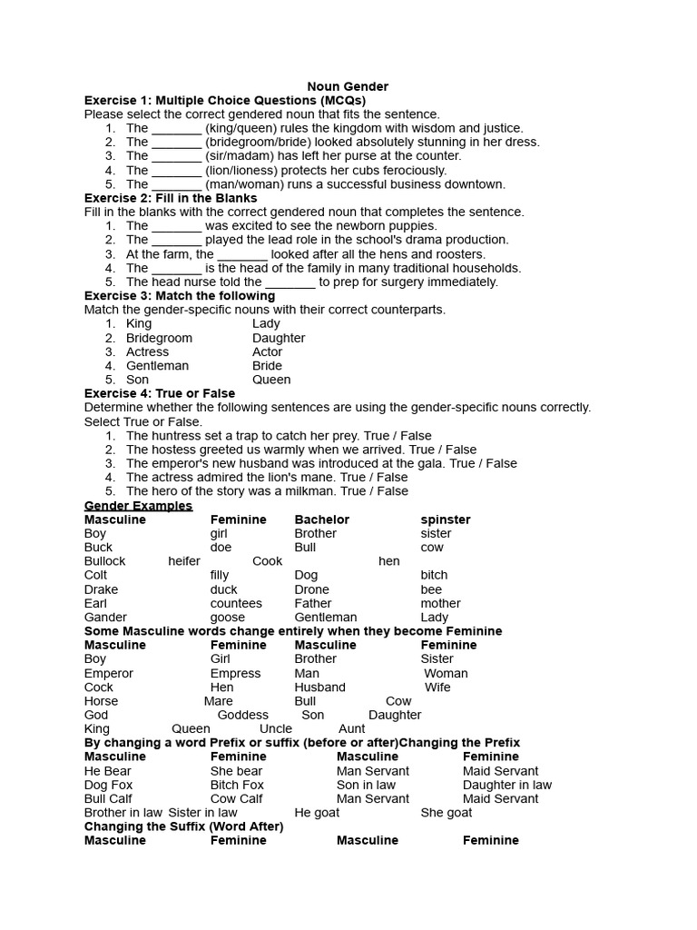 Noun Gender | PDF | Grammatical Gender | Linguistics