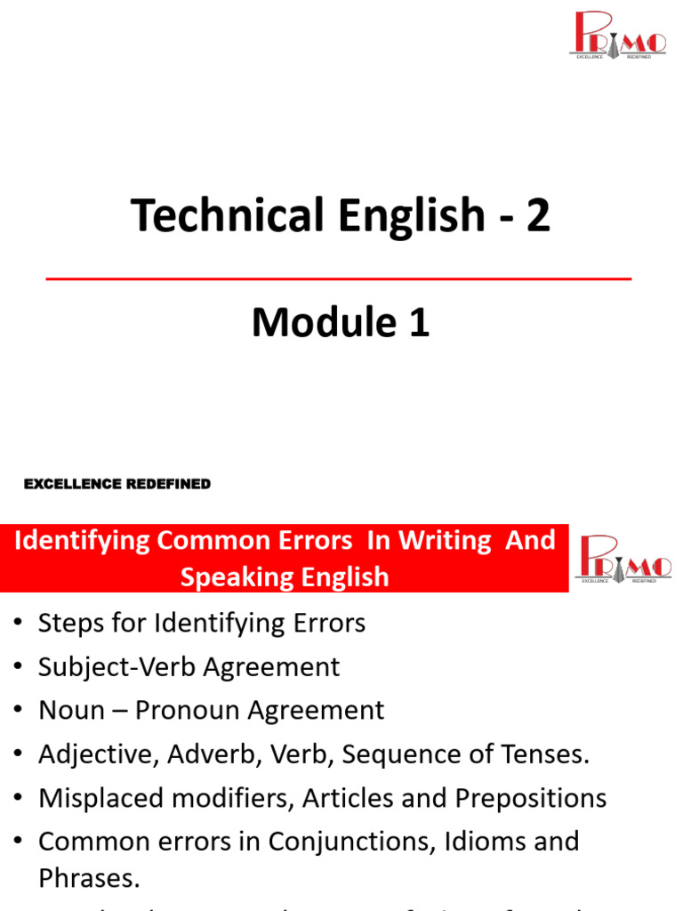 Technical English 2 - Module 1 | PDF | Verb | Adverb