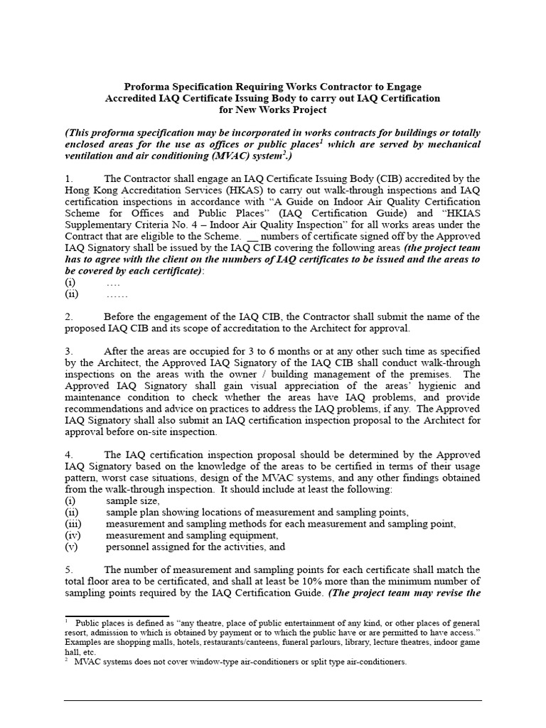 Proforma - Spec - IAQ 140110 | PDF | Audit