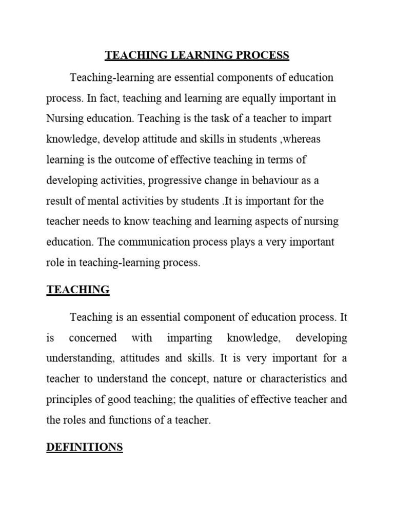 Teaching Learning Process | PDF | Learning | Teachers