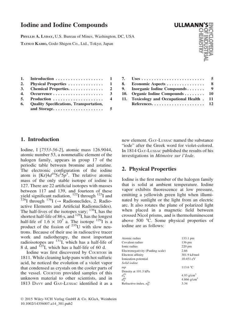 Iodine and Iodine Compounds | PDF | Iodine | Radionuclide