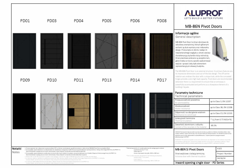 Aluprof MB 86N Pivot Door SI PD SGL Inward Opening en | PDF