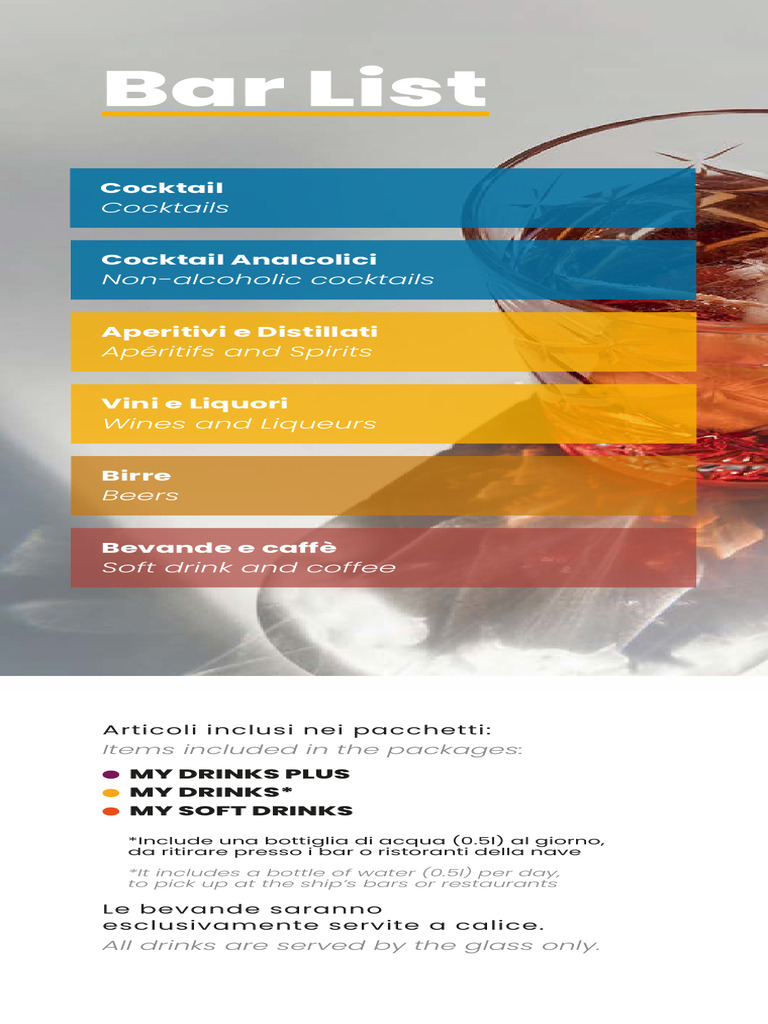 Bar List Standard | PDF | Soft Drink | Distilled Drinks