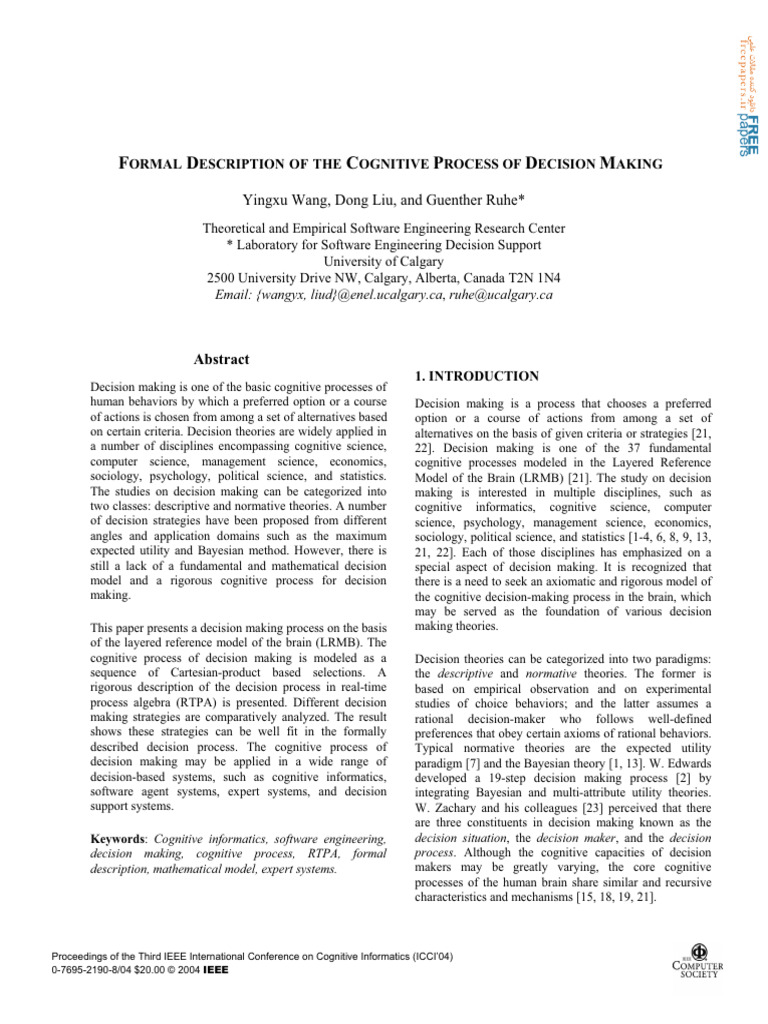 Cognitive Decision Making Process Explained | PDF | Decision Making | Theory