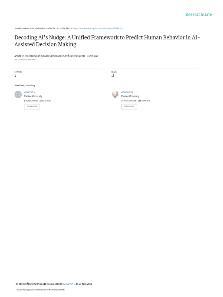 Decoding AIs Nudge A Unified Framework To Predict | PDF | Artificial Intelligence | Intelligence ...