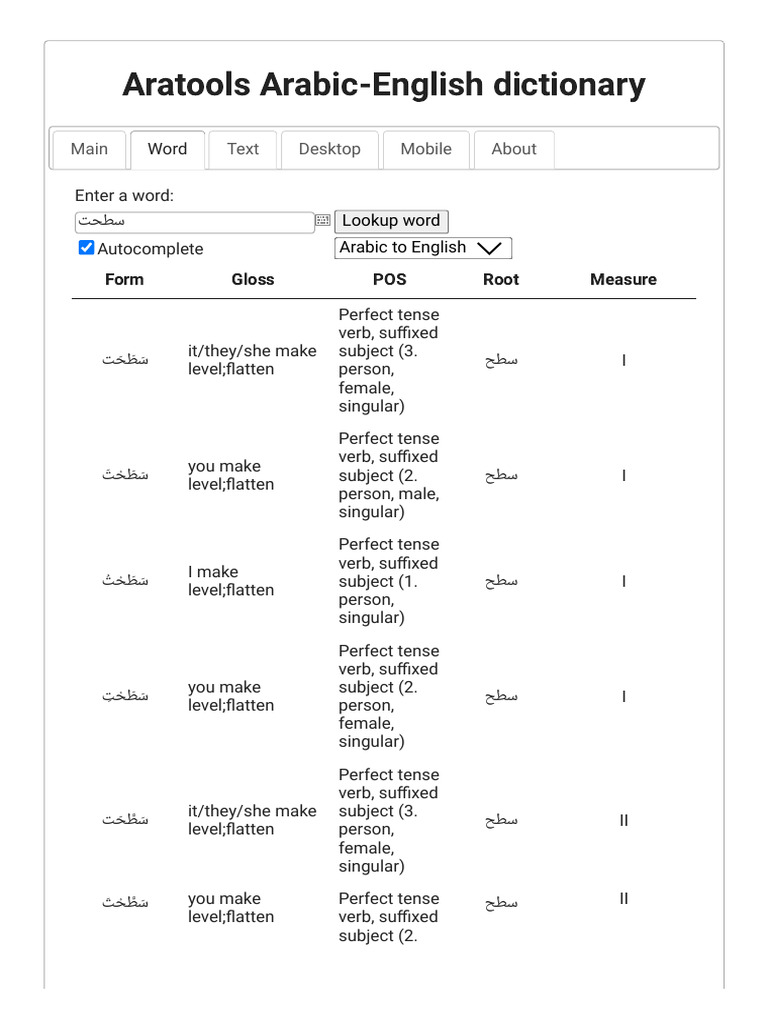 Aratools Arabic-English Dictionary (1) | Download Free PDF | Verb ...