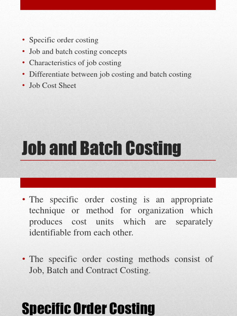 Job & Batch Costing | PDF | Cost | Profit (Economics)