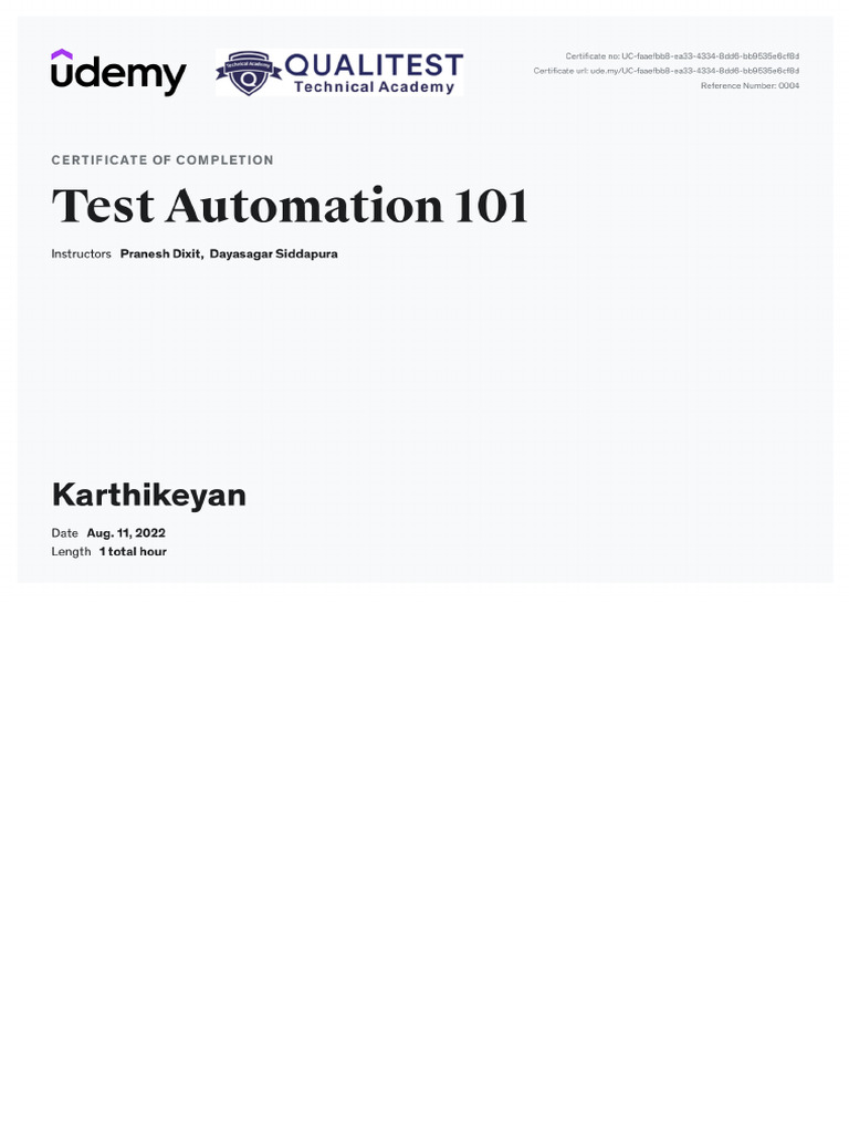 Udemy Certificate | PDF