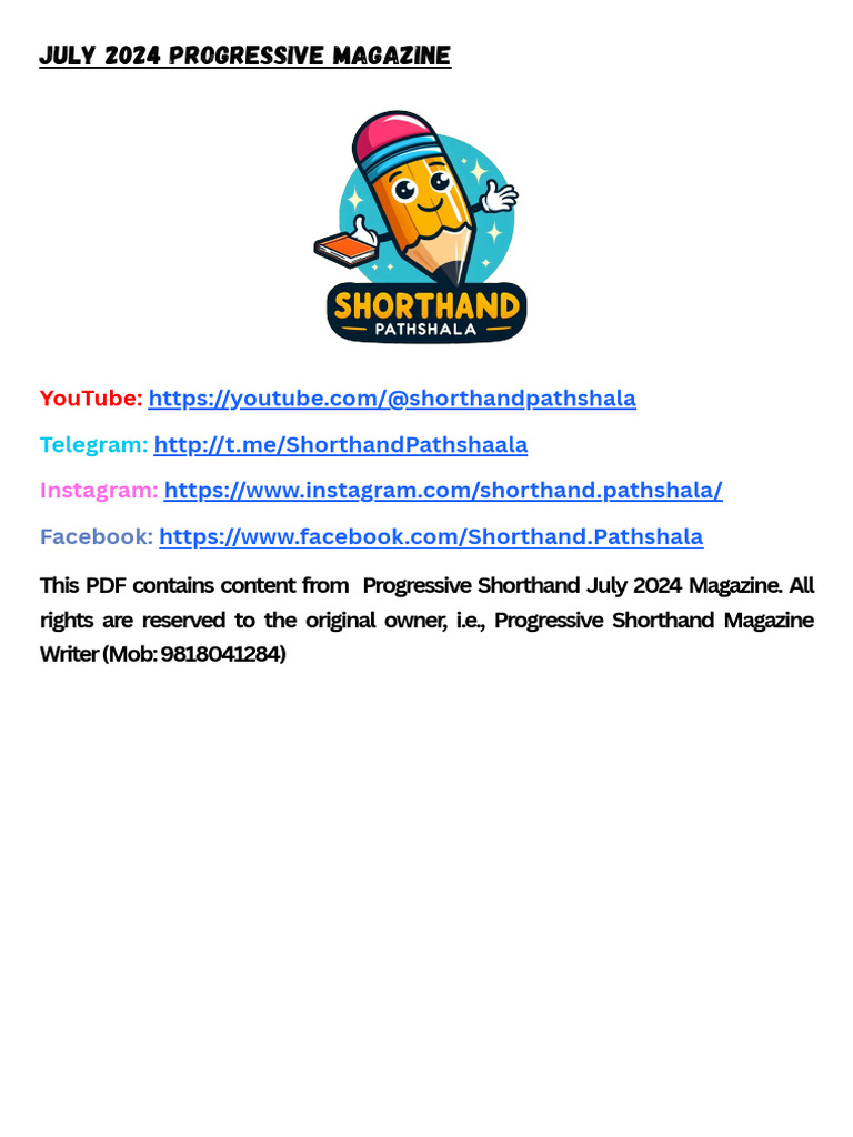 July 2024 Progressive Shorthand Magazine | PDF