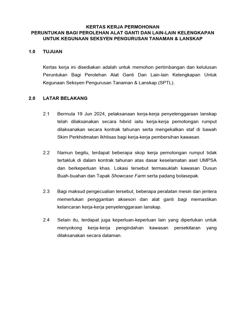 PERMOHONAN BAJET ALAT GANTI | PDF