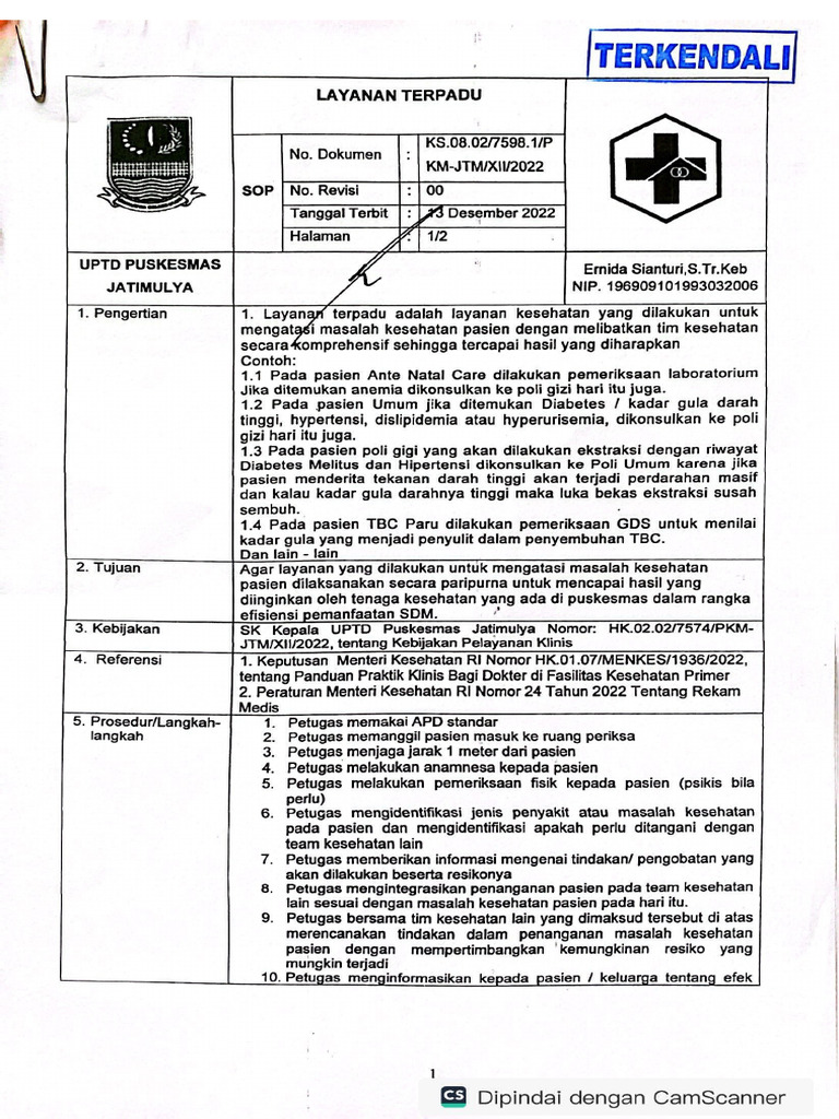 3.2.1.a.2 SOP LAYANAN TERPADU | PDF