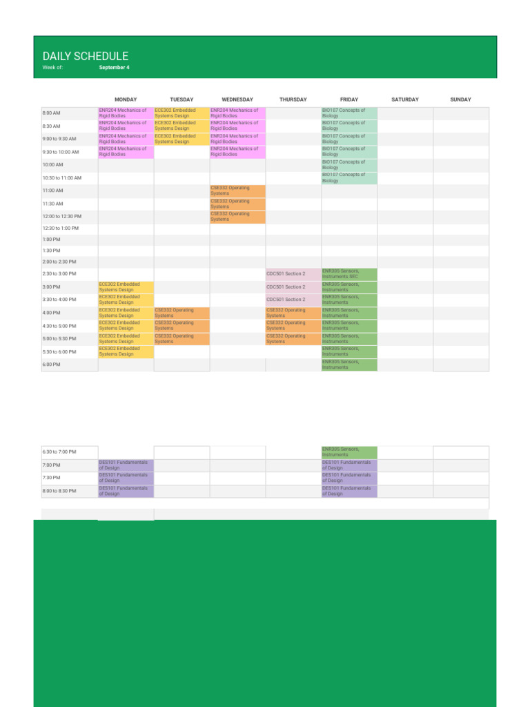 Schedule - Daily Schedule | PDF