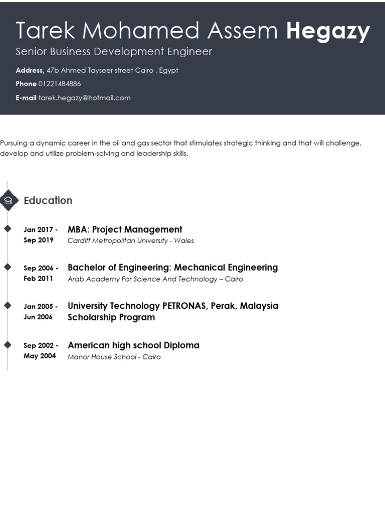 Tarek Mohamed Assem - Hegazy - Resume | PDF | Technology & Engineering