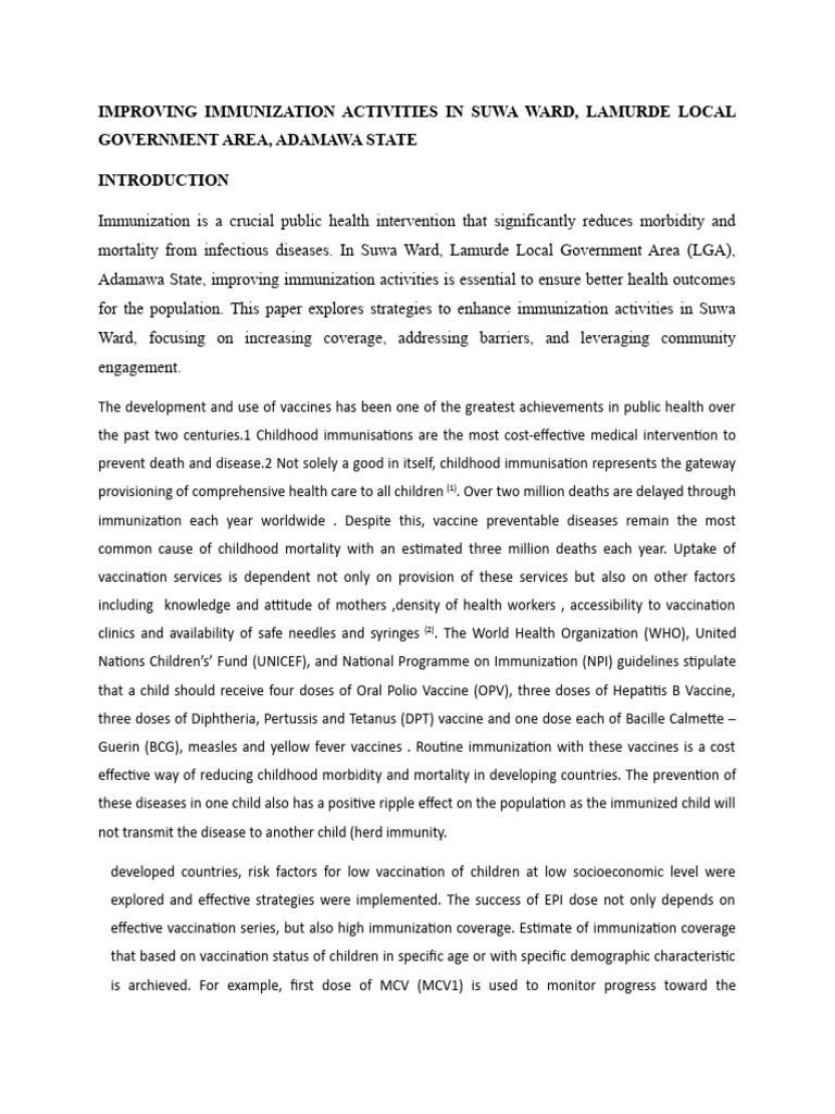 Improving Immunization Activities in Suwa Ward | PDF | Vaccines ...