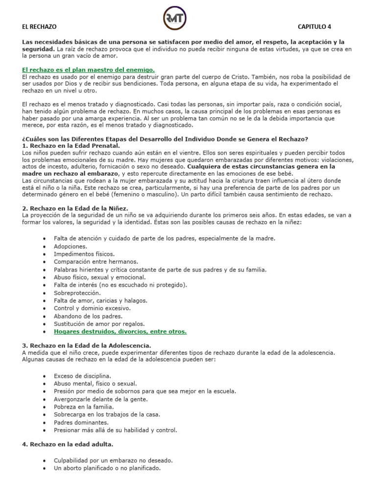 Capitulo 4 El Rechazo Pdf Amor El Embarazo