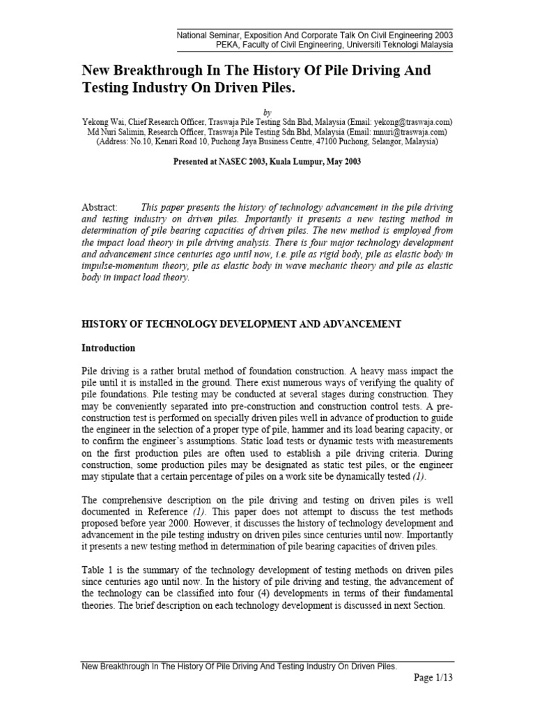 YJACK - Impact Load Theory Tech Paper 2003 - PileTalk 2003 New ...