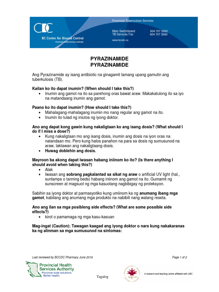 TB Med Pyrazinamide Tagalog | PDF
