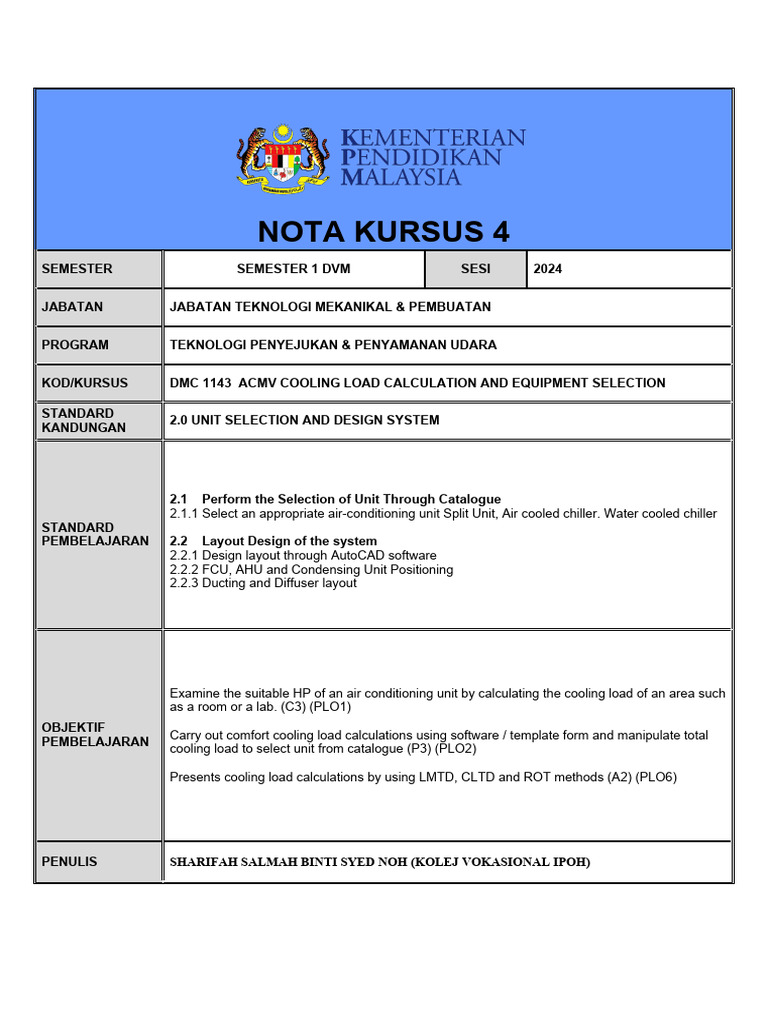 Nota Kursus 4 DMC 3113 Unit Selection and Design System | PDF