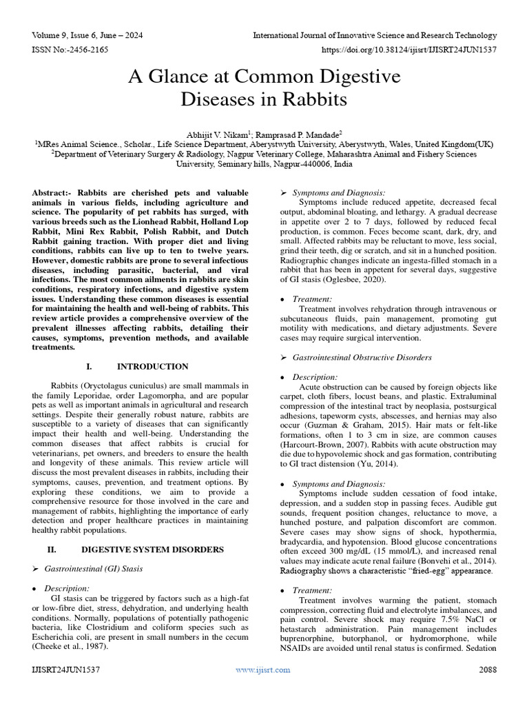 A Glance at Common Digestive Diseases in Rabbits | PDF ...