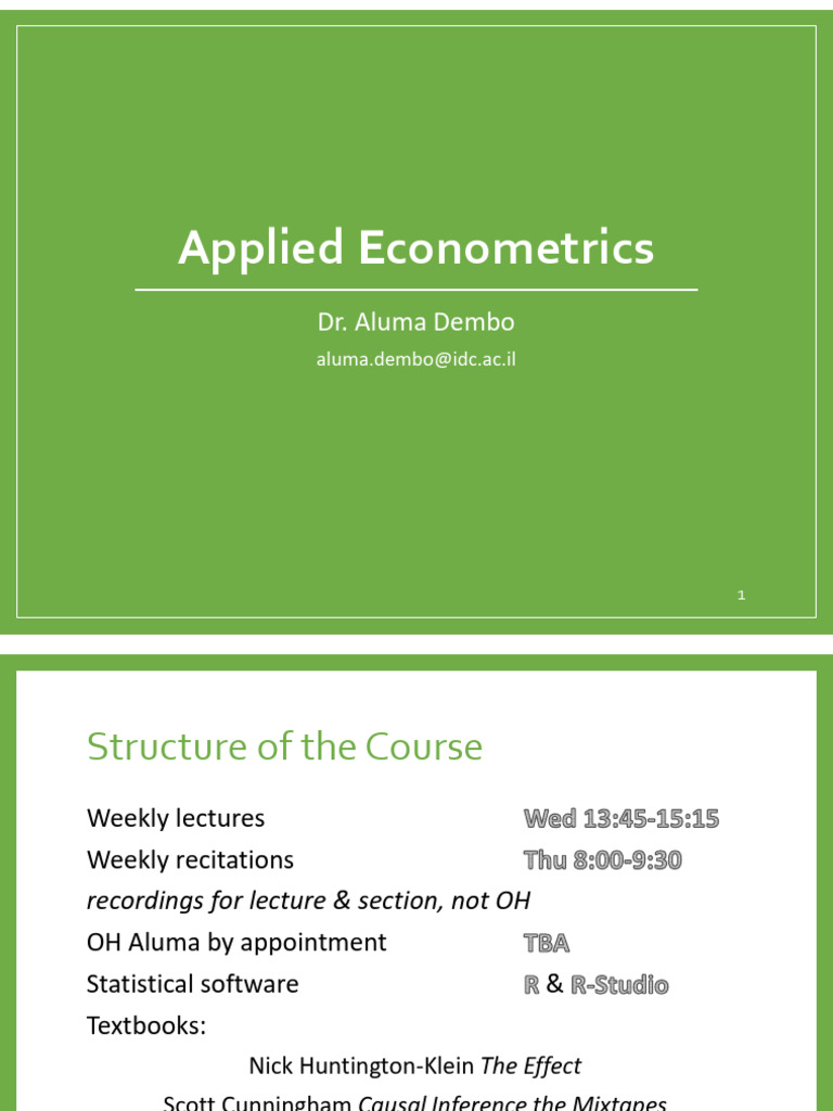 Appliedmetrics 2023 Week01 Lecture Pdf F Test Errors And Residuals