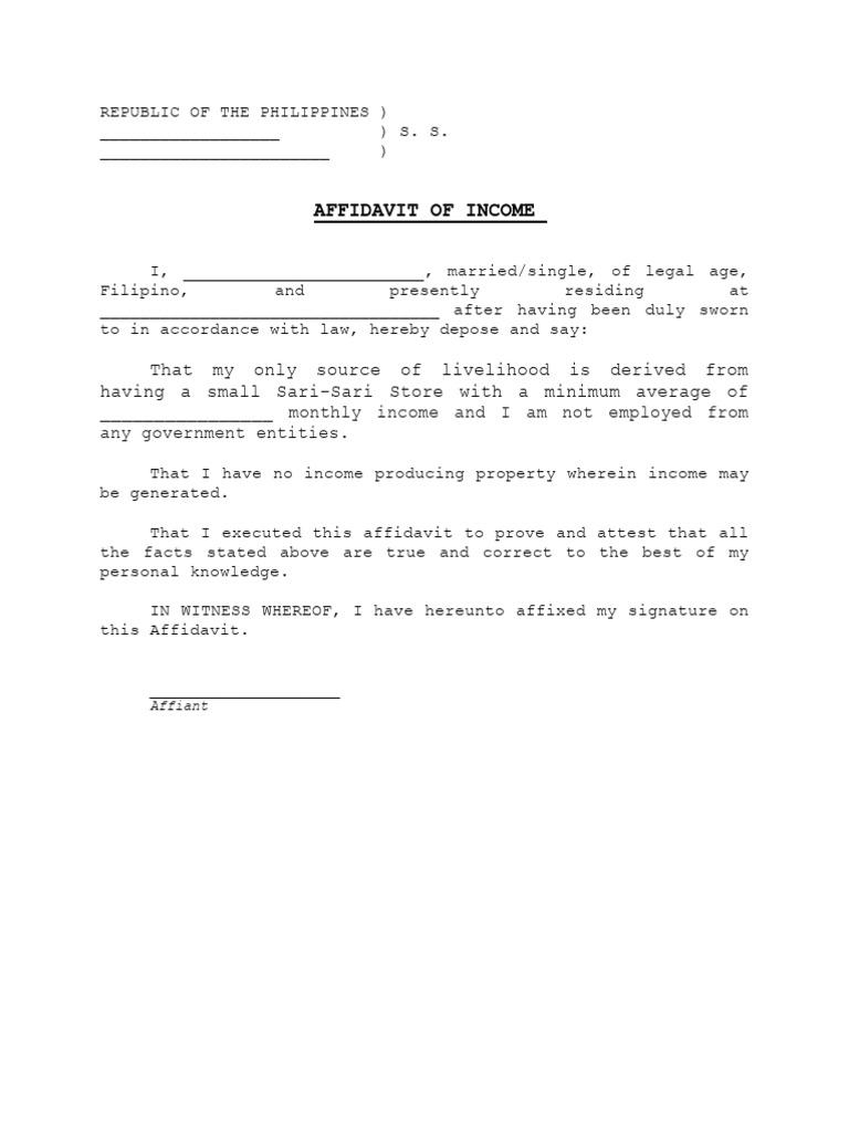 Affidavit of Income | PDF